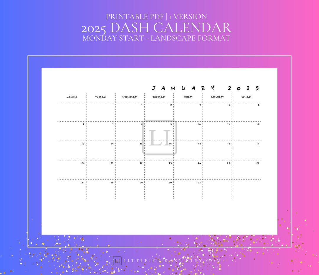 2025 Calendar Monday Start, Printable Calendar PDF, Desk Calendar, Wall ...