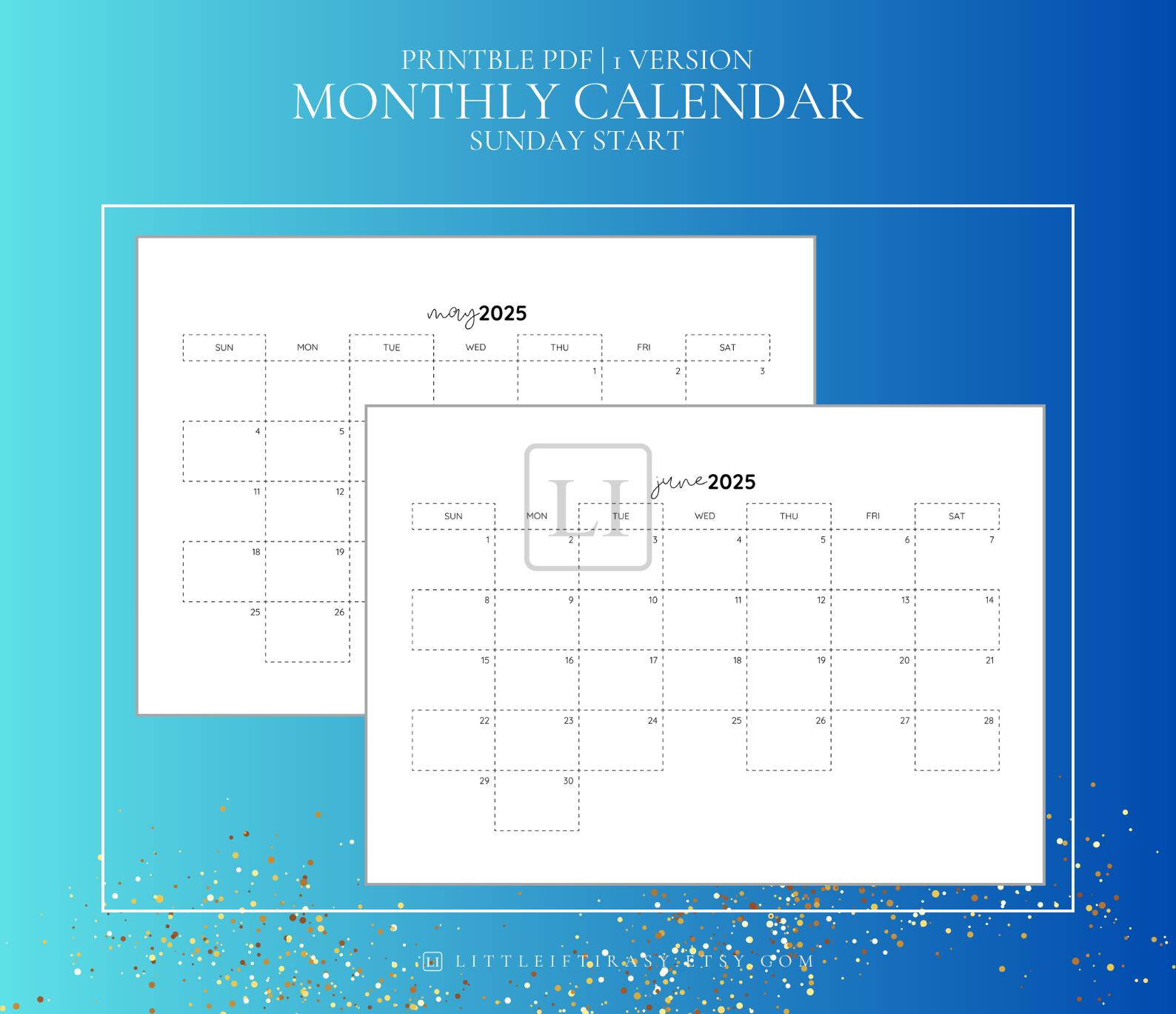 2025 Calendar Sunday Start, Printable Calendar for 2025, Desk Calendar ...