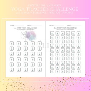 Printable Yoga Tracker, Printable Yoga Fitness Tracker, 30 Days Yoga ...