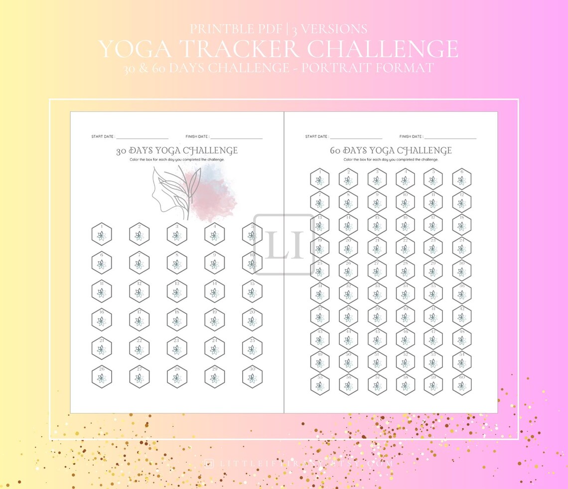 Printable Yoga Tracker, Printable Yoga Fitness Tracker, 30 Days Yoga ...