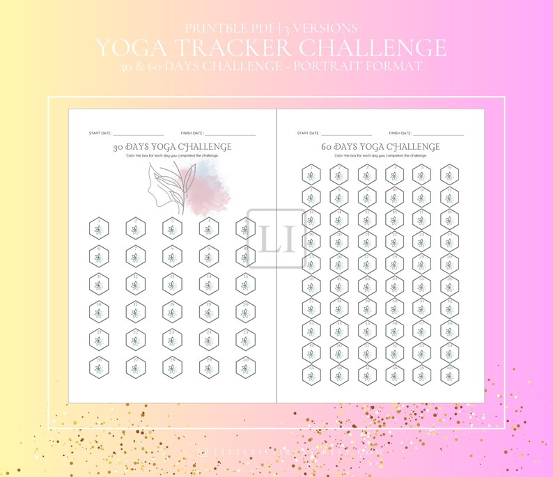 Printable Yoga Tracker, Printable Yoga Fitness Tracker, 30 Days Yoga ...