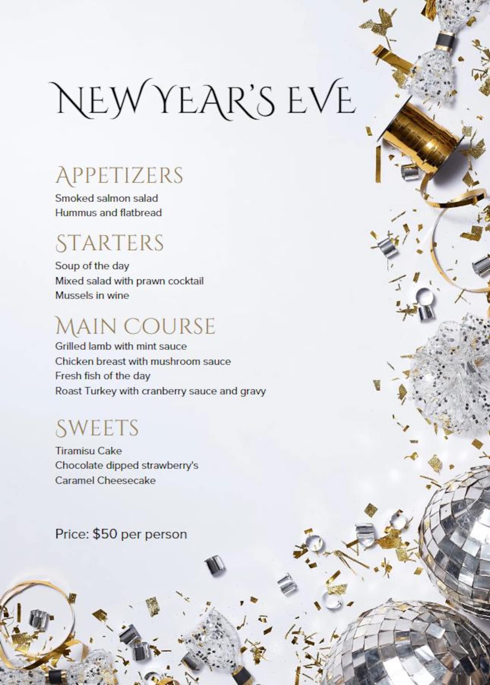 New Years Party Menu - Etsy Canada
