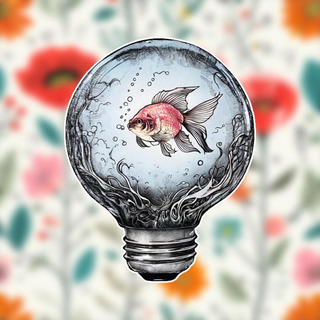 Vinyl Decal Light Bulb Aquarium Fish Sticker, Underwater Theme Laptop ...