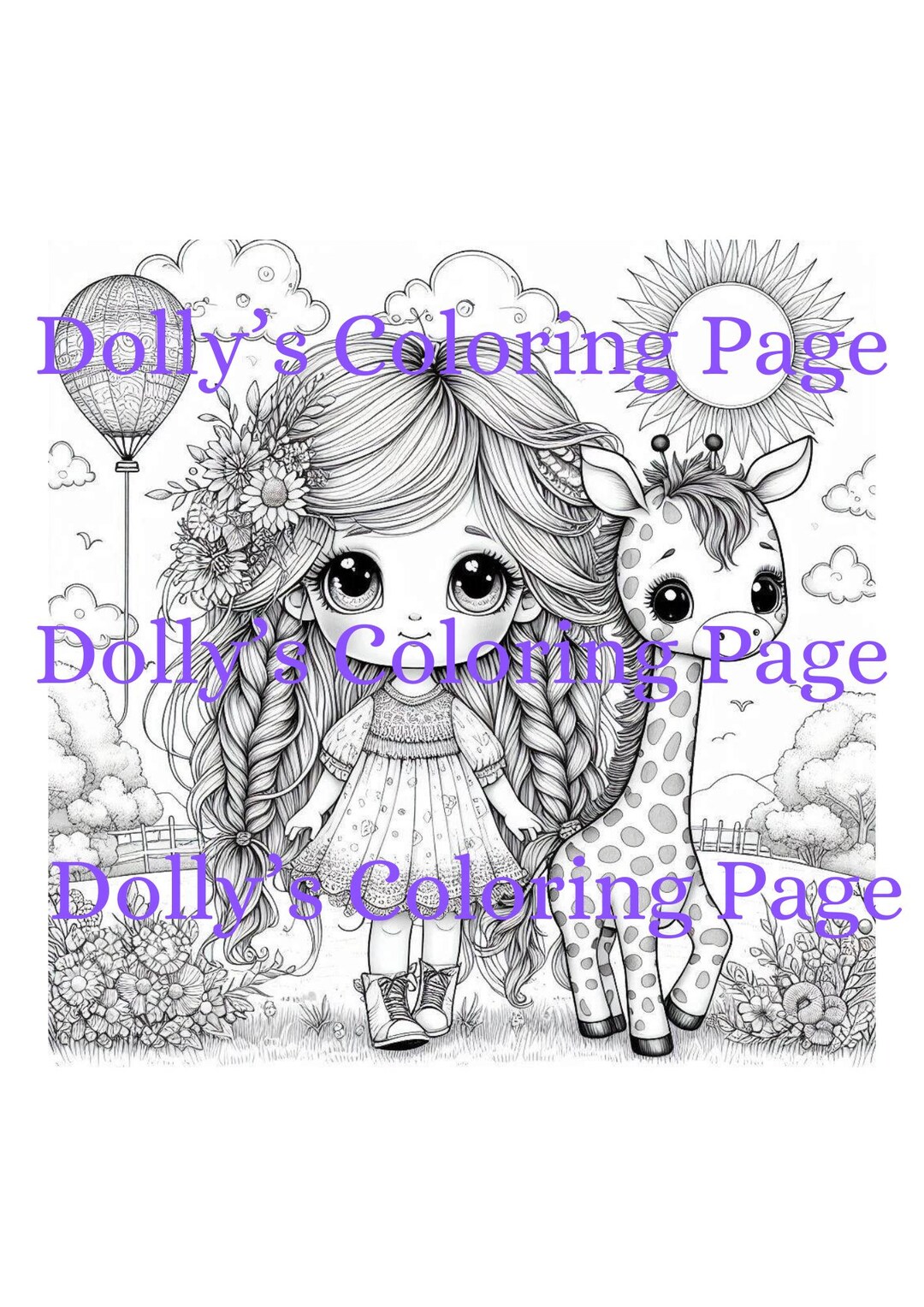 Lila and Her Baby Giraffe Coloring Page - Etsy