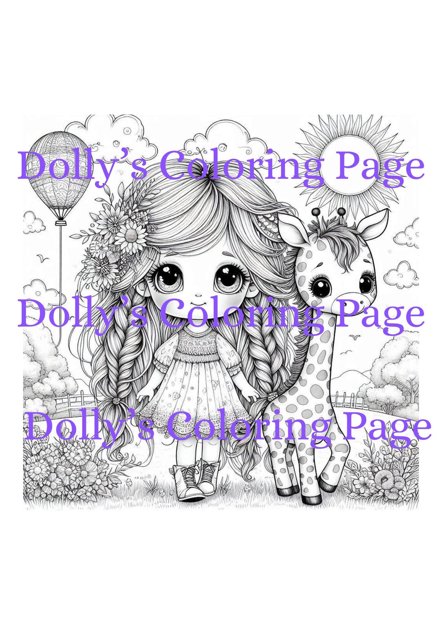 Lila and Her Baby Giraffe Coloring Page - Etsy