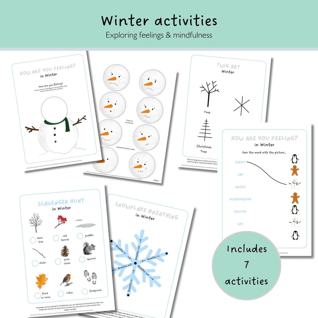 Winter Activity Pack Mindful Activities, Emotions/ Feelings Activities ...