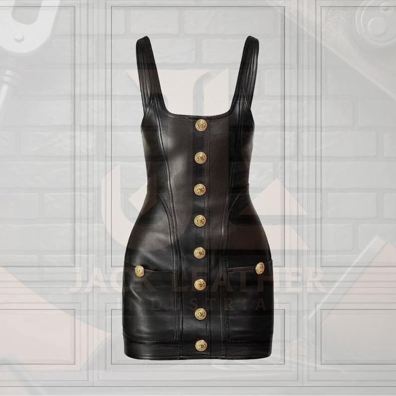 Women's Leather Dress Genuine Lambskin Women's Fashion Plus Size ...