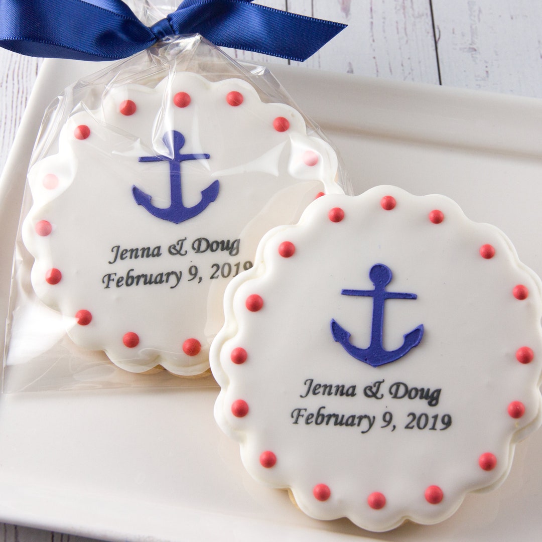 Anchor Cookies, Personalized 3.75 Sized, Bowed Ships on 12/23/24 or for ...
