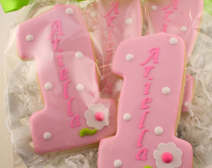 Number One Birthday Cookies Personalized 12 Decorated Sugar - Etsy