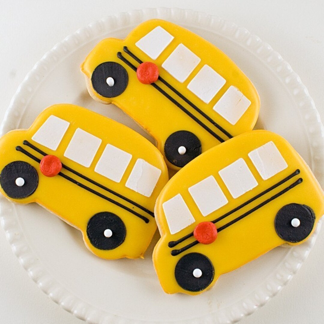 School Bus Cookies, Not Personalized 4 Size, Bowed Ships 10/1/24 or ...