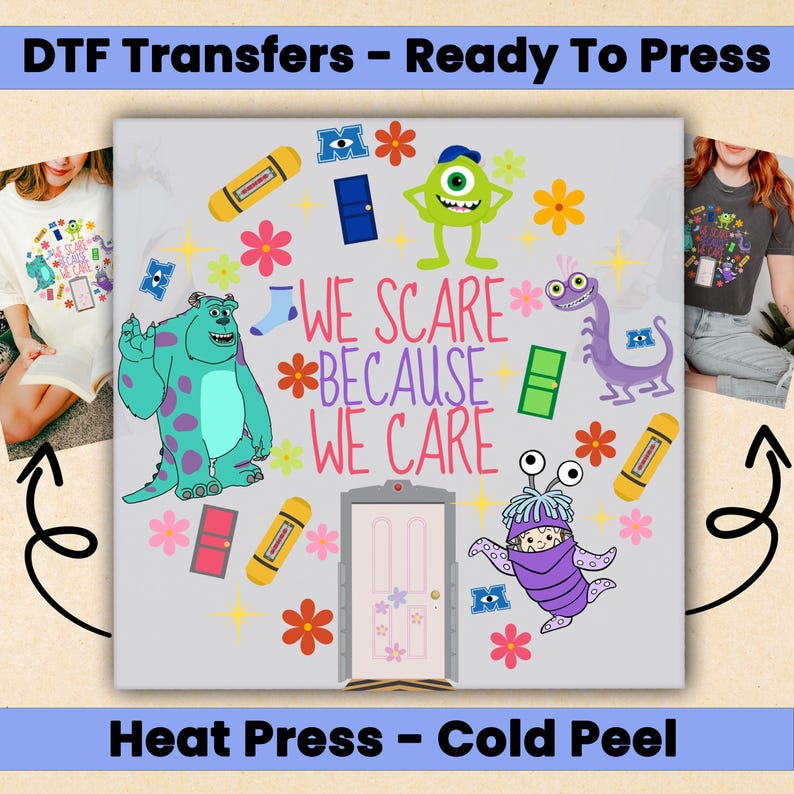 Monsters Cartoon Design, Fun Monster Art, DTF Transfers Ready for Press ...