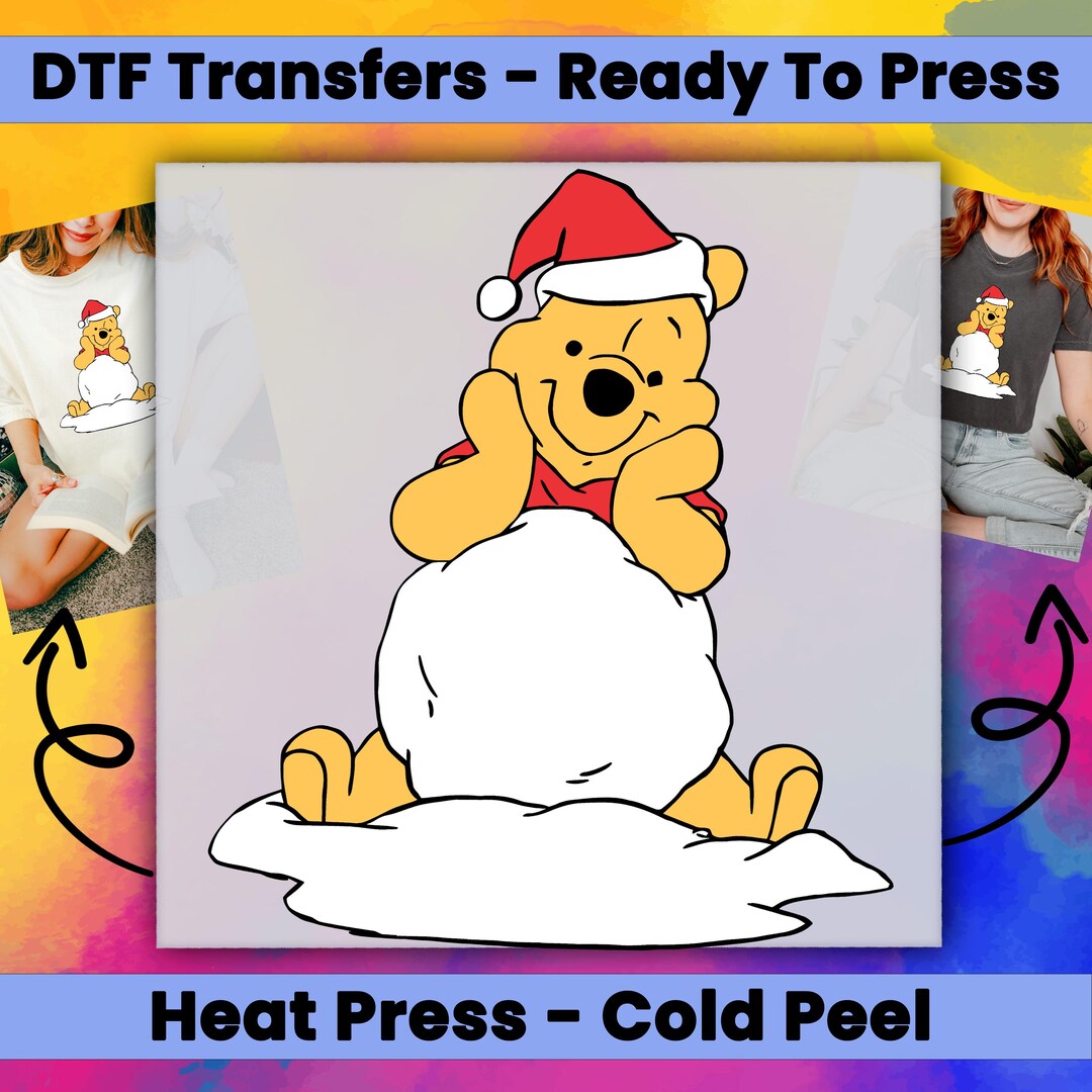 Winnie Pooh Snowball Fun, DTF Transfers Ready for Press, DTF Prints ...