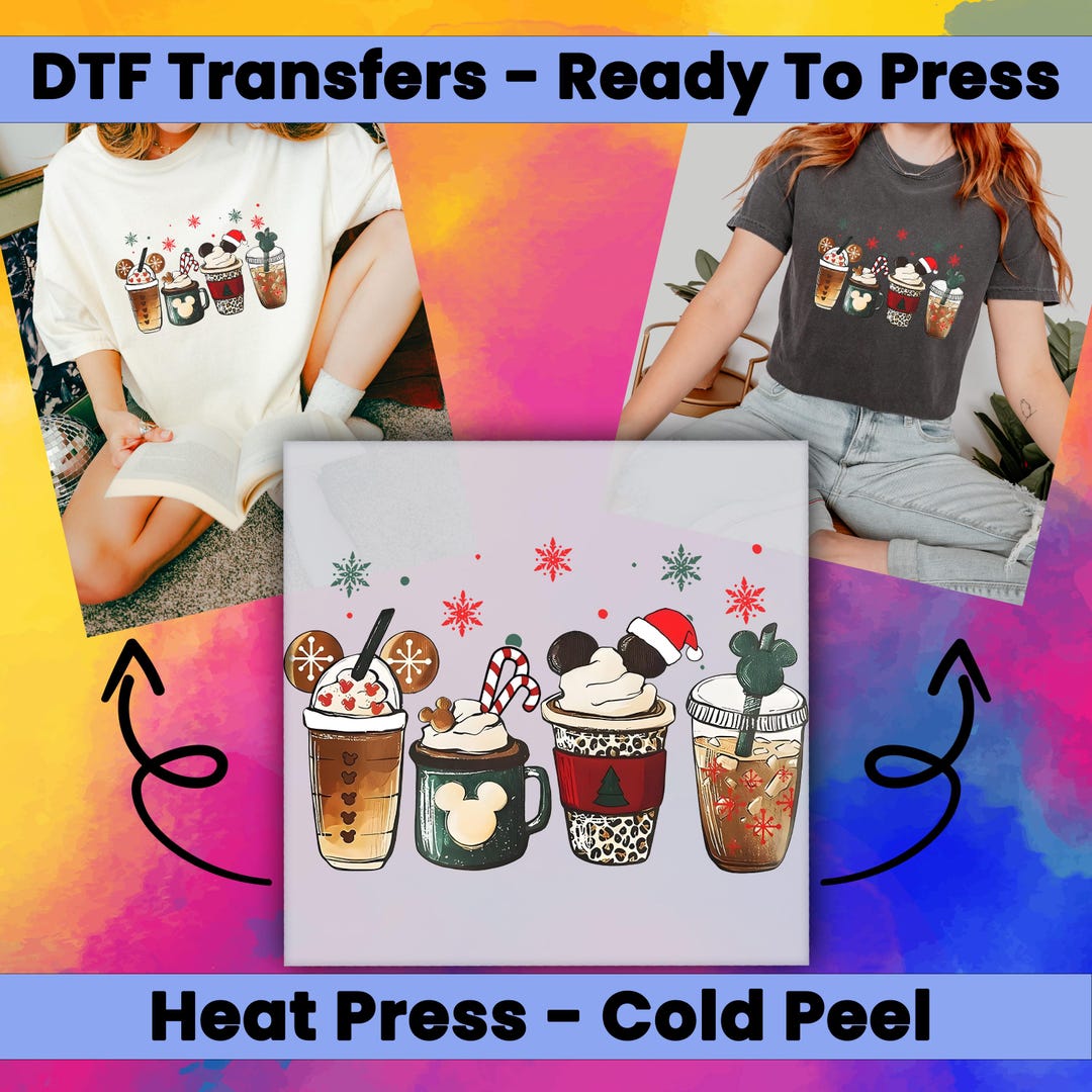 Disney Holiday Drinks Delight, DTF Transfers Ready for Press, DTF ...