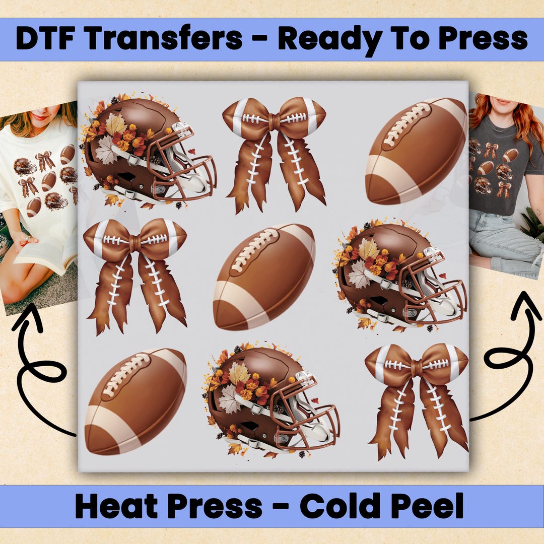 Football Icons Ready to Press, Touchdown Season DTF Prints, Sports DTF ...
