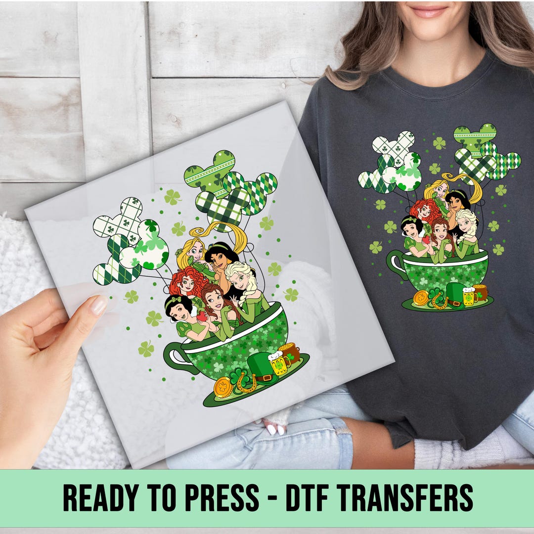 Disney Princesses Saint Patrick DTF Transfers, St Patrick Ready to ...