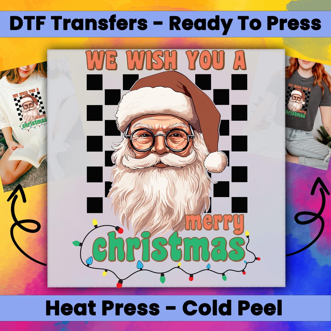 Retro Santa Merry Christmas, DTF Transfers Ready for Press, DTF Prints ...