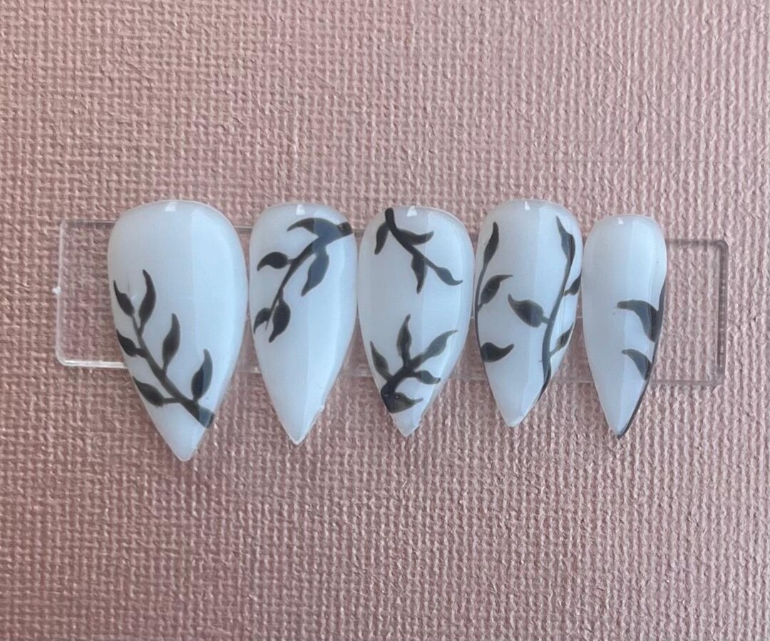 Stilleto Simple Milky White Nails - Etsy