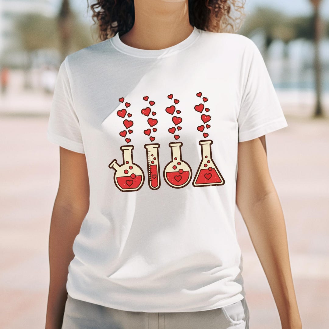 Science Beakers Valentine's Day T-shirt, Cute Chemistry Lab Flasks With ...