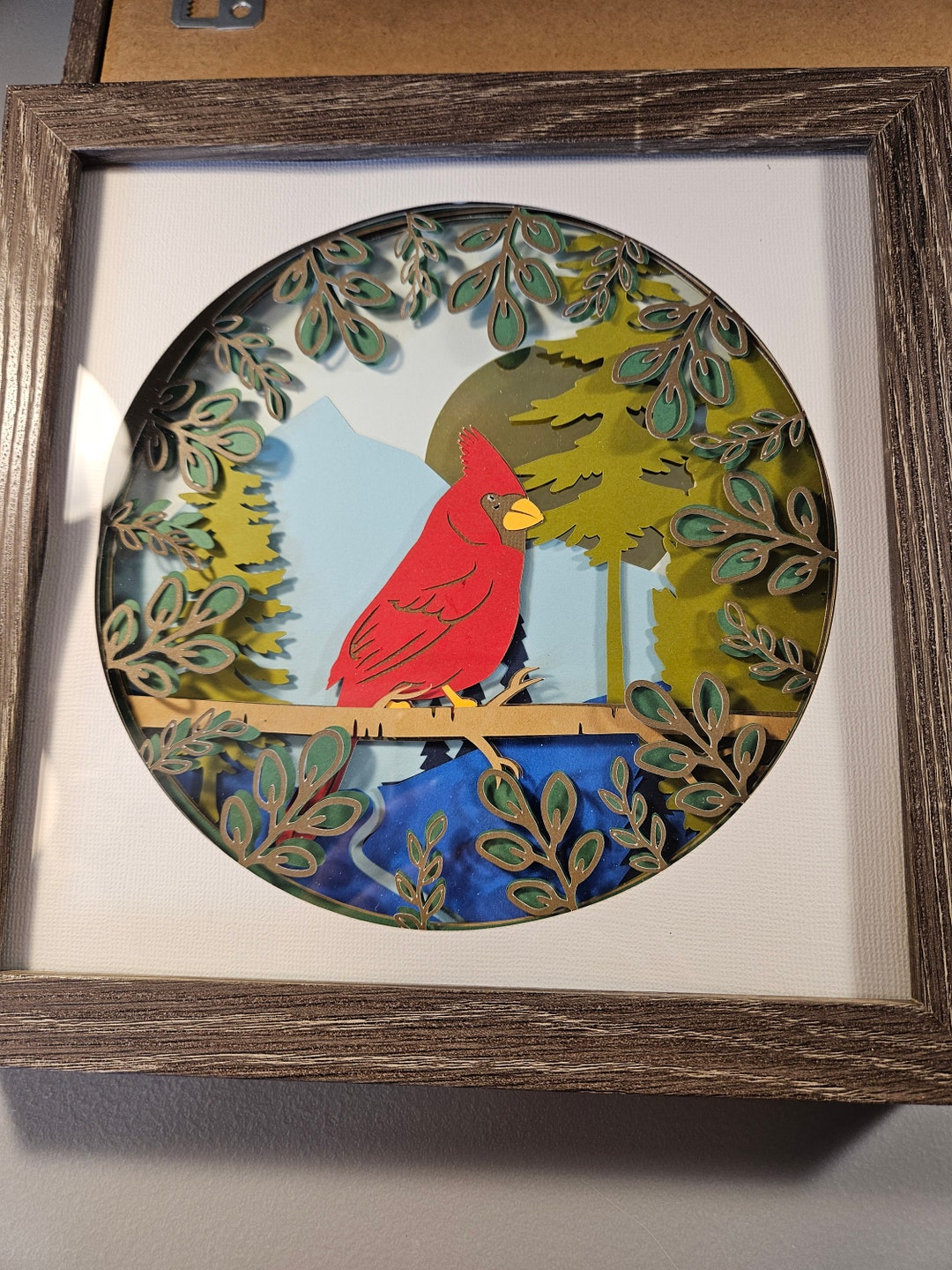 Cardinal, 3D Shadow Box Art, Wall Art, Layered Cardstock, Nature, Gift ...