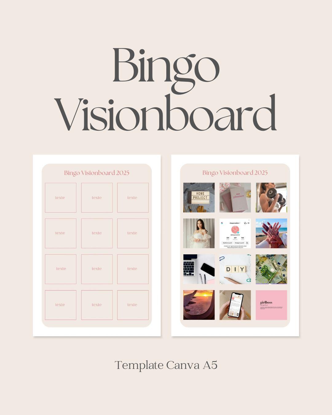 Bingo Card Visionboard 2025 Canva Template Vision Board - Etsy