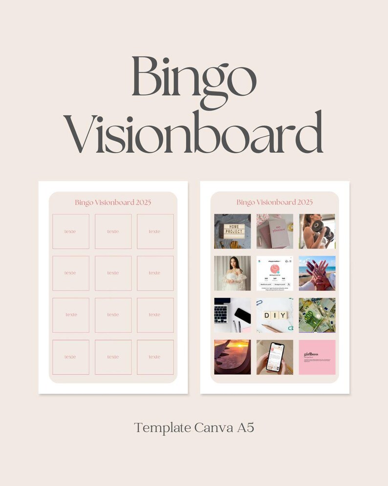 Bingo Card Visionboard 2025 Canva Template Vision Board - Etsy Australia