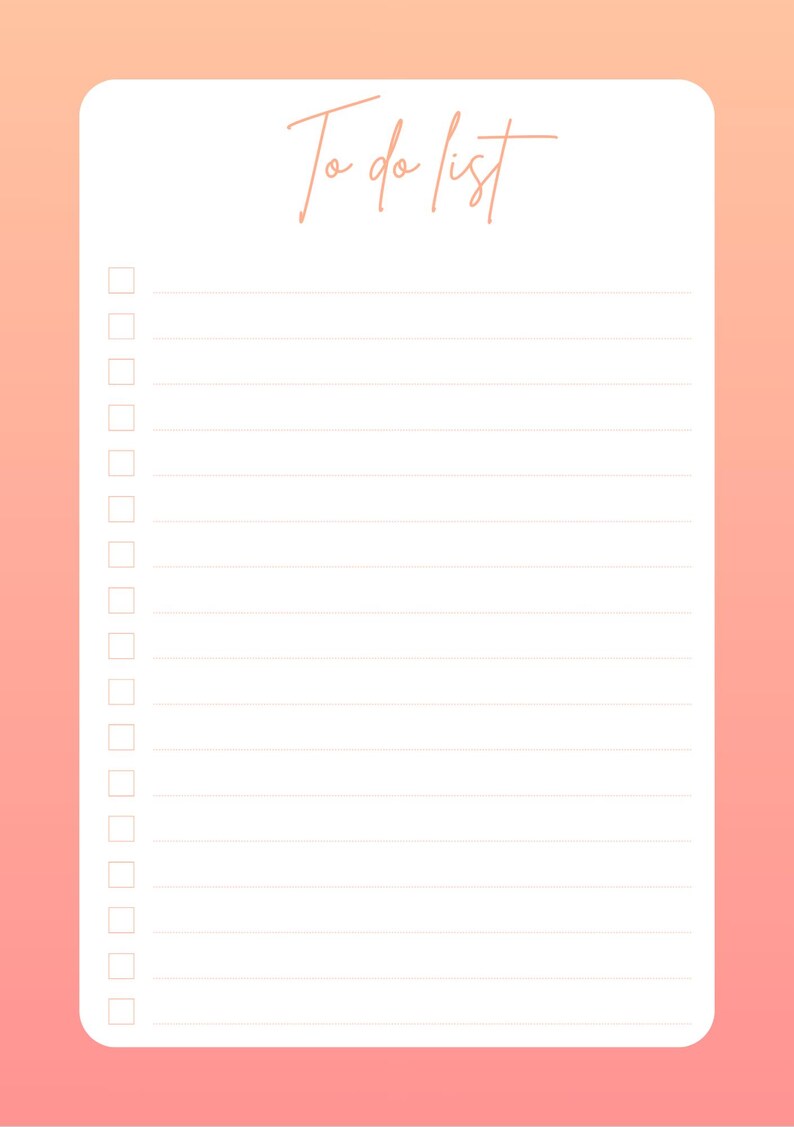 To Do List Template - Etsy