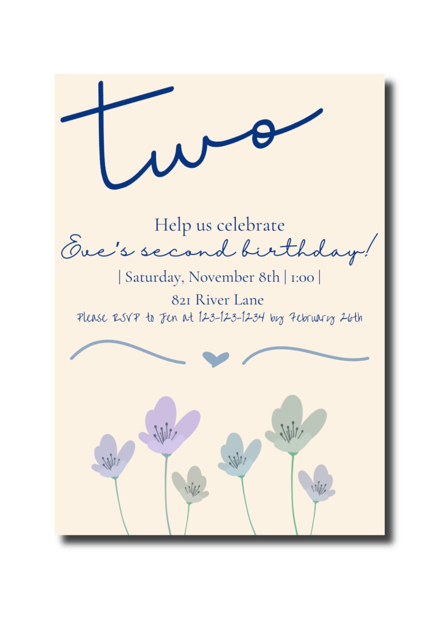 Second Birthday Party Invitation (digital Invite & Completely Editable ...