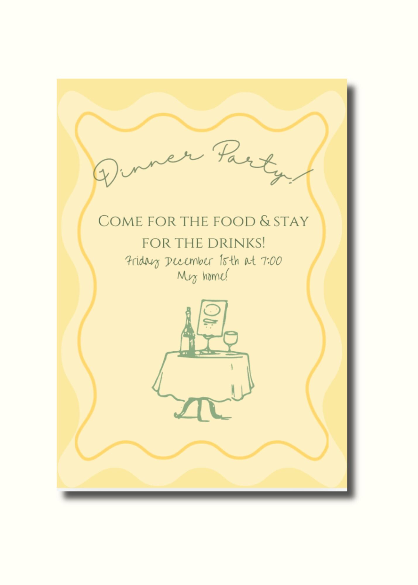 Dinner Party Invitation Template (digital Invite & Editable) - Etsy
