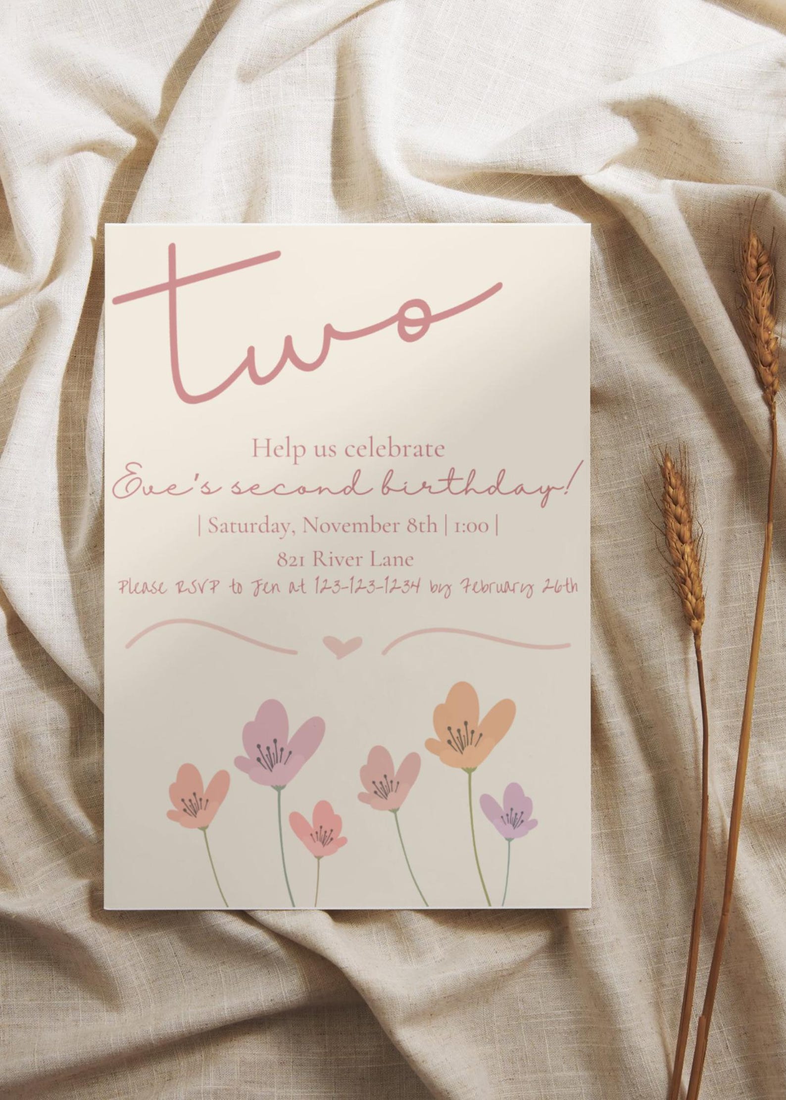 Second Birthday Party Invitation (digital Invite & Completely Editable ...