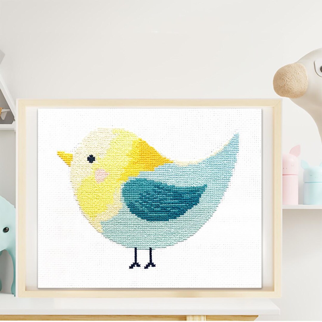 Shy Bird Cross Stitch Kit – Beginner DIY Nursery Project - Etsy