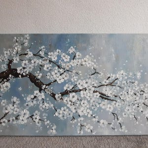 Original Sakura Tree Painting on Canvas, Blooming Sakura Artwork ...