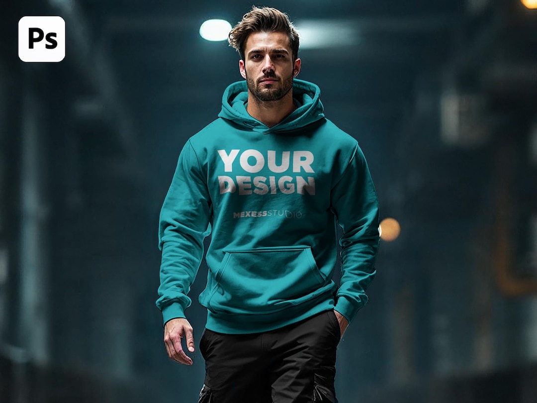 Hoodie Mockup, Male Model, Photoshop PSD Template, Streetwear Design - Etsy