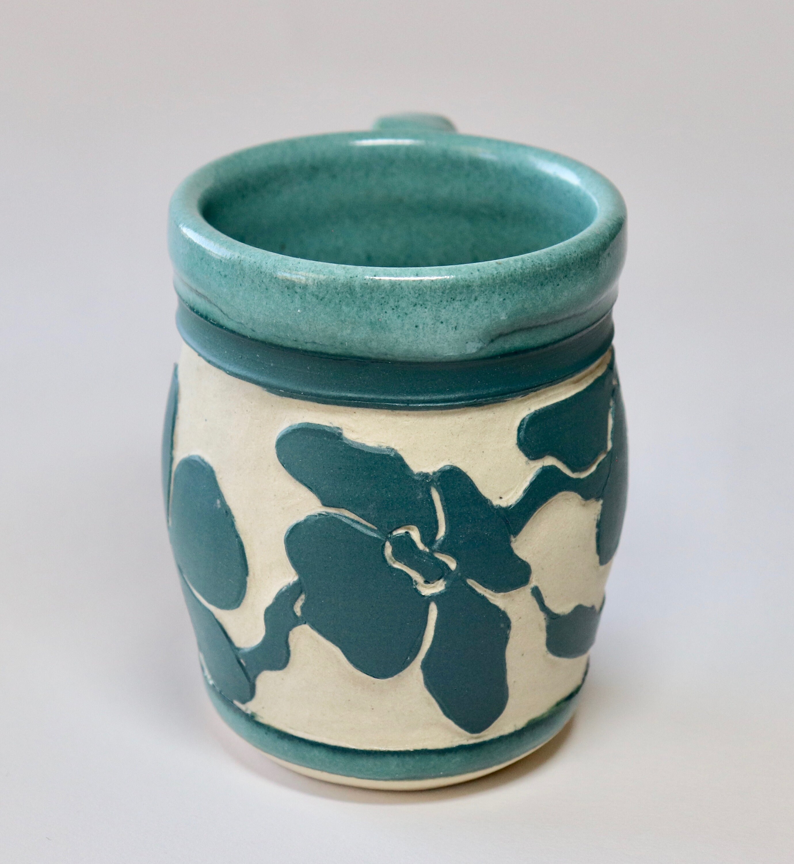 Handmade Mug, Sgraffito Pottery, Coffee Cup, Flower Mug, Beautiful ...