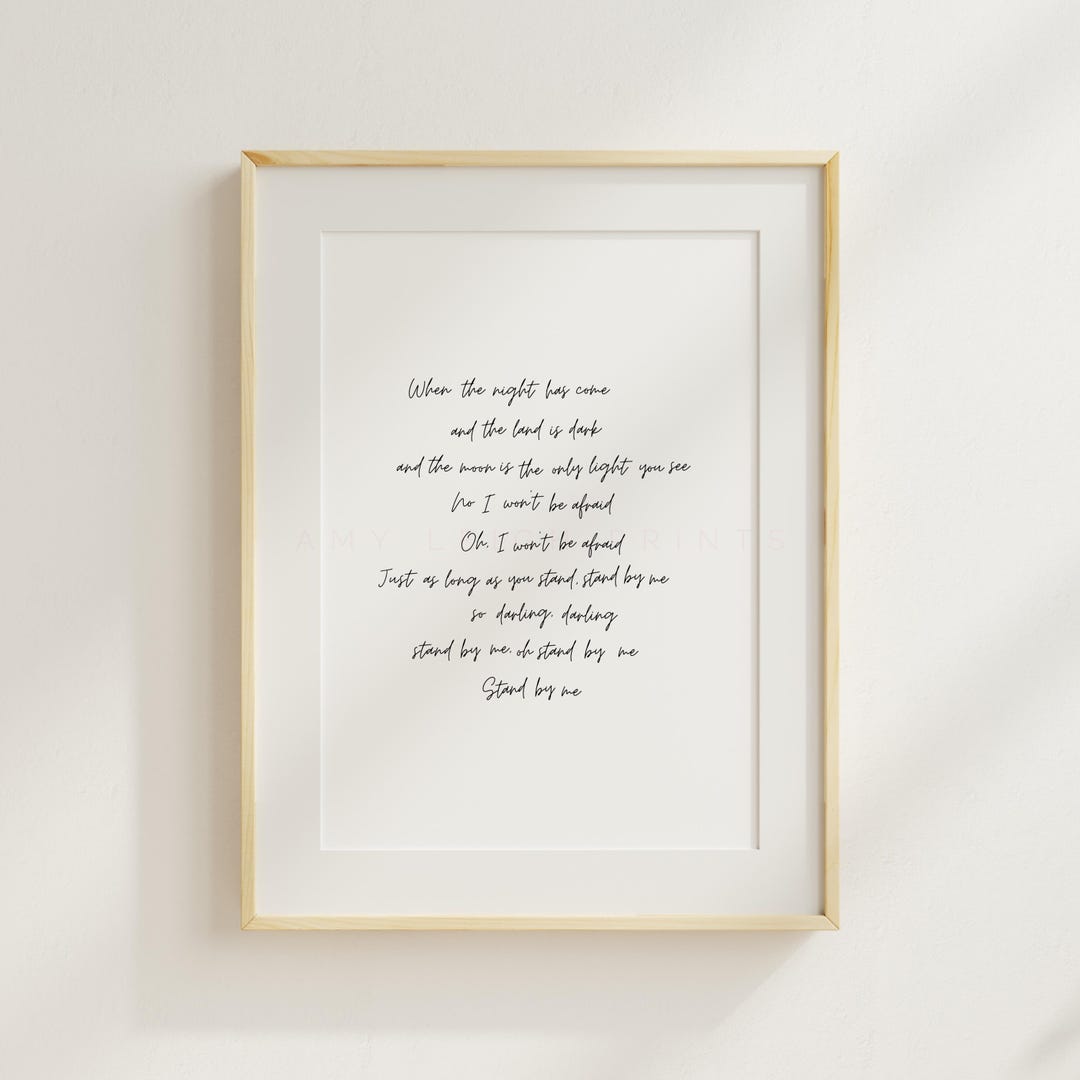 Stand by Me Ben E King Song Lyrics Print, First Wedding Anniversary ...