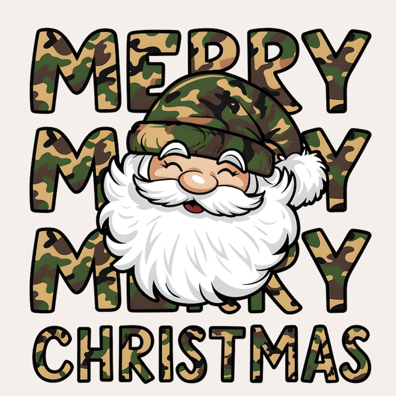 Vintage Camo Santa PNG | Retro Hunting Santa Christmas Design ...