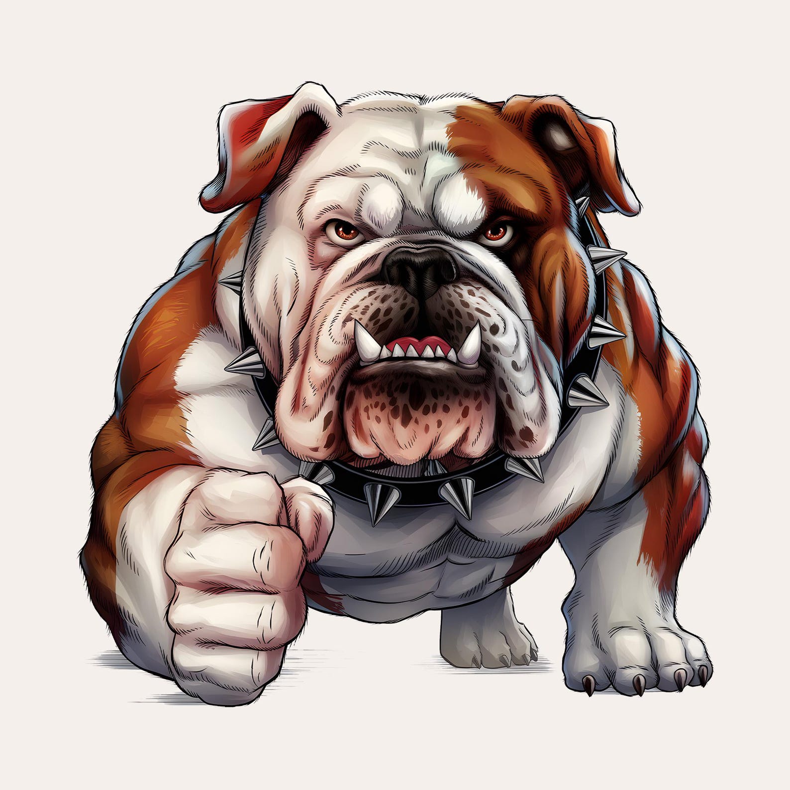 Watercolor Fierce Bulldog PNG | School Mascot Bulldog Logo | Angry ...