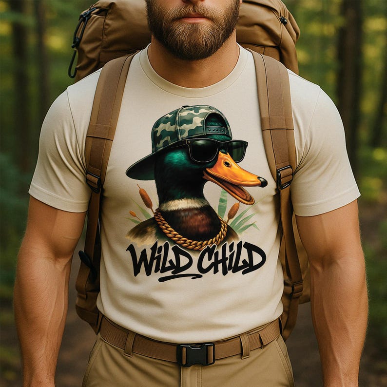 Wild Child Duck PNG | Swag Camo Duck Design | Cool Duck With Chain ...