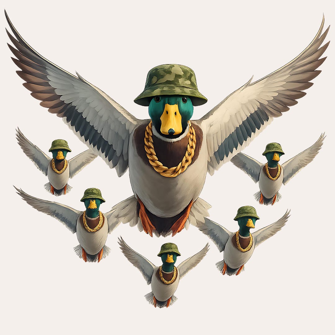 Mallard Duck Squad Png | Gangsta Ducks in Camo Hats and Chains | Funny ...