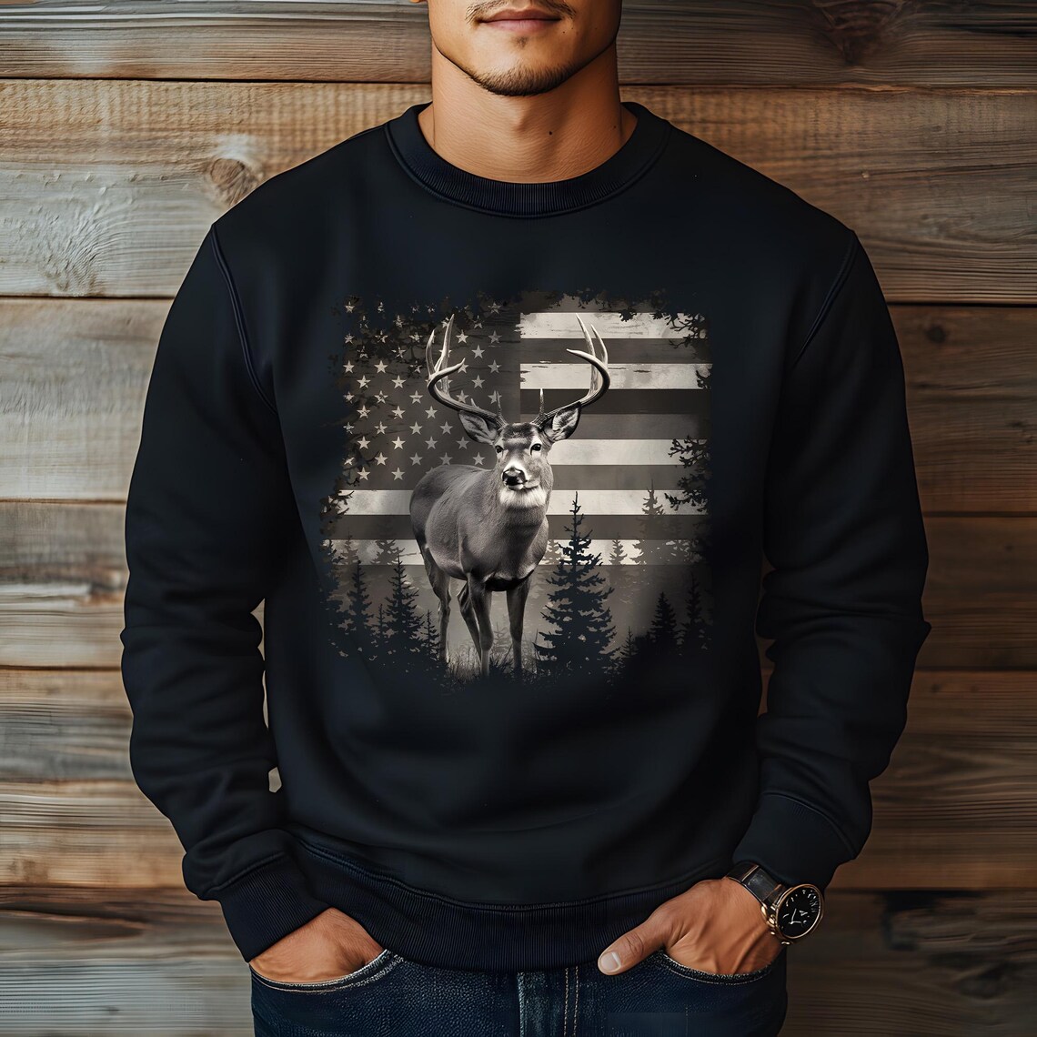 Patriotic Buck PNG | USA Flag Whitetail Deer | American Flag Deer ...