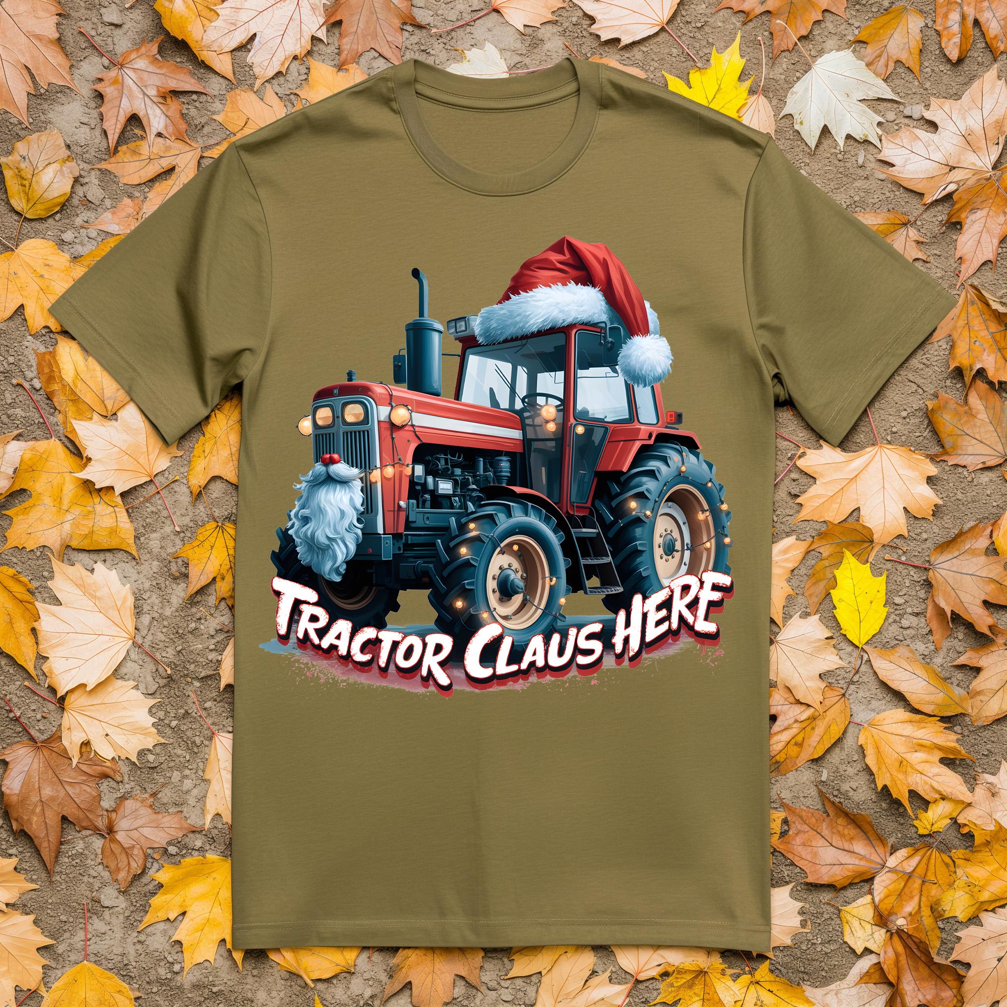 Red Christmas Tractor PNG | Festive Tractor With Garland and Santa Hat ...