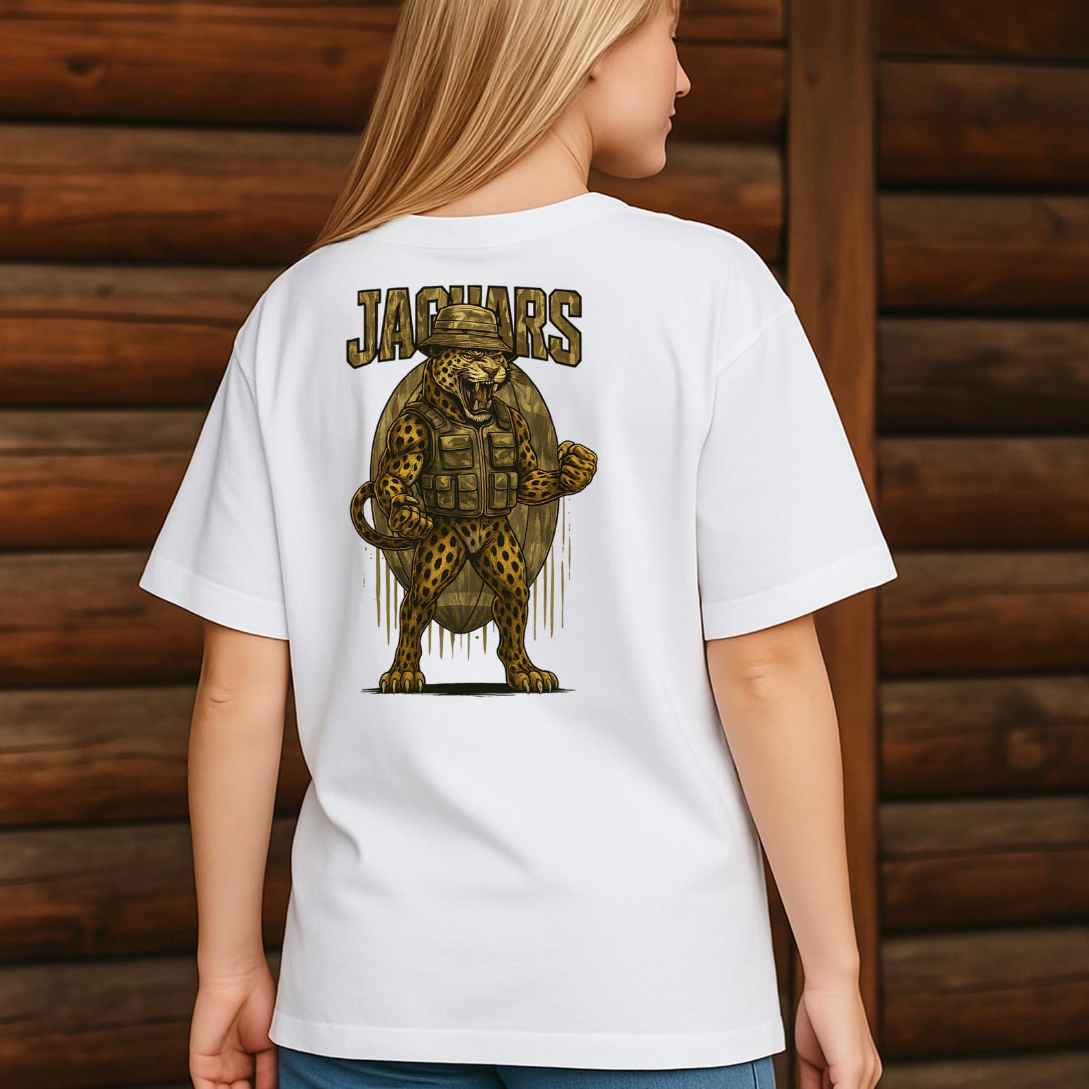 Jaguars Mascot PNG | Wild Jaguar in Camo Vest Sports Mascot Sublimation ...