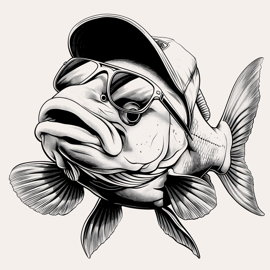 Cool Fish SVG | Fish With Glasses Clipart | Fishing Line Art ...