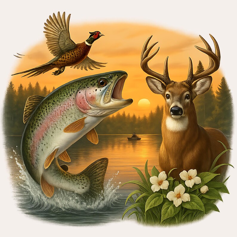 Sunset Wilderness PNG | Pheasant Hunting & Trout Fishing Design ...