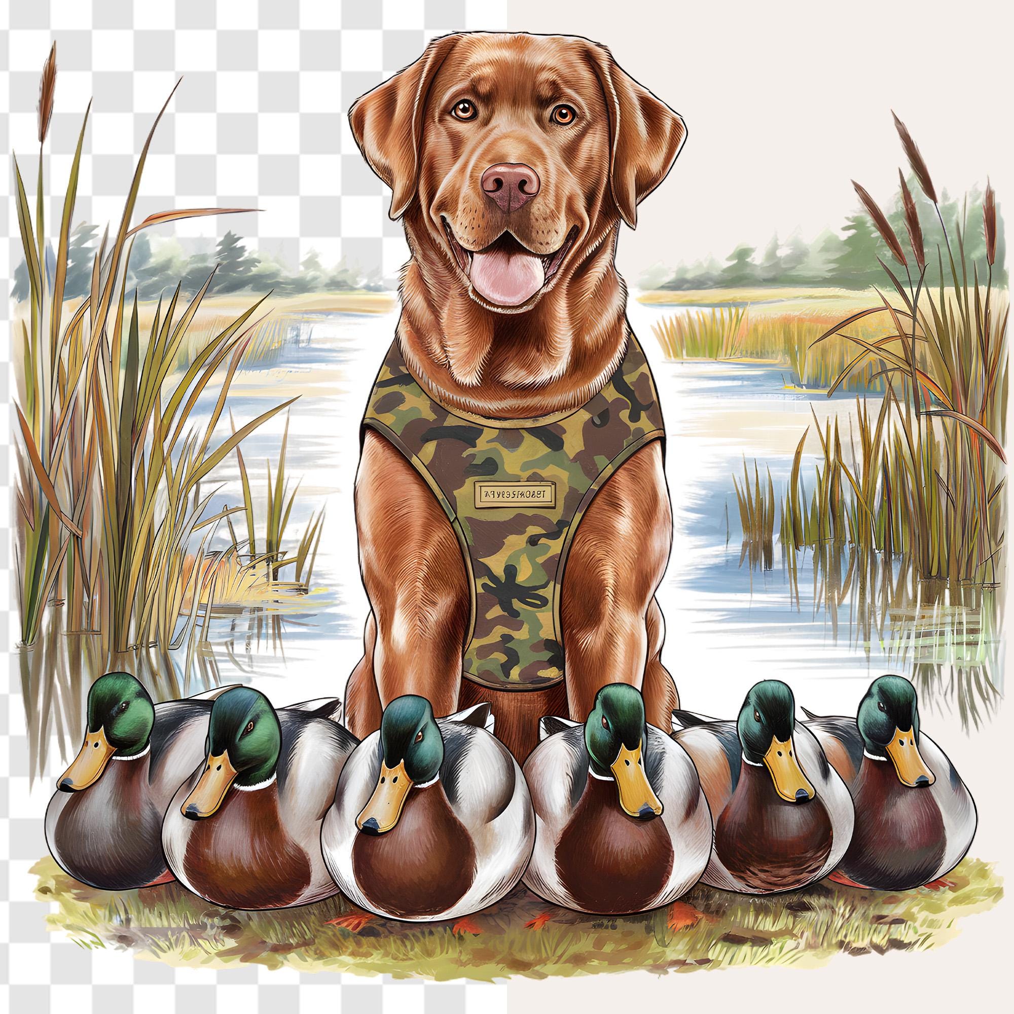 Hunting Dog With Ducks PNG | Waterfowl Hunting Design | Retriever and ...