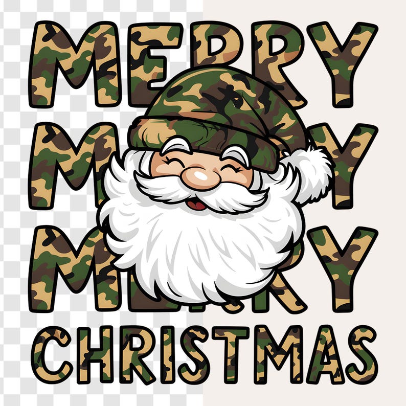 Vintage Camo Santa PNG | Retro Hunting Santa Christmas Design ...