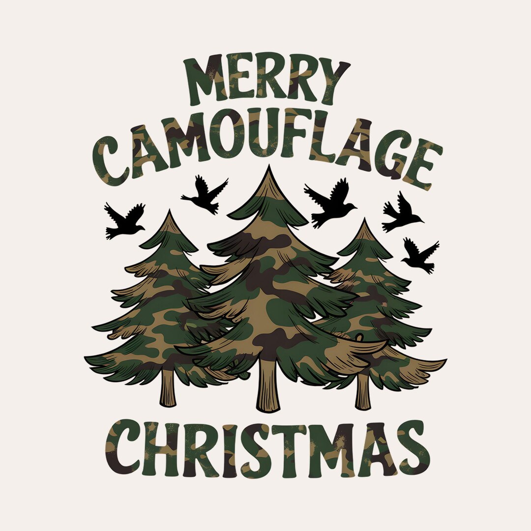 Camouflage Christmas Tree With "merry Camouflage Christmas" PNG ...