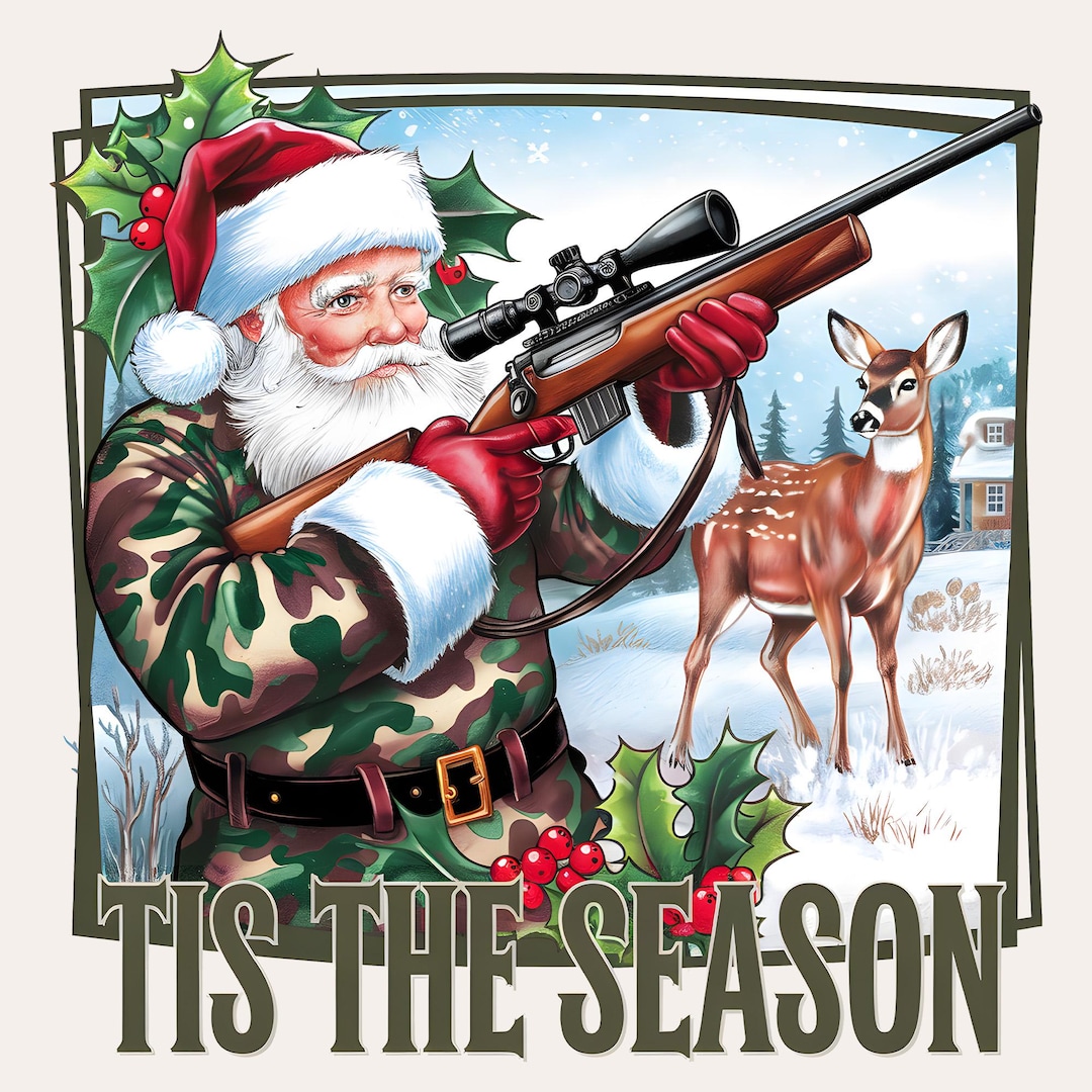 Christmas Camo Santa PNG | Deer Hunting Santa PNG | Whitetail Buck ...