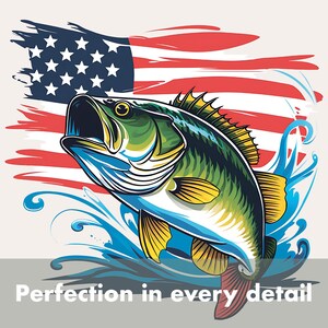 Patriotic Bass PNG | American Flag Fish Design | USA Fishing Art ...