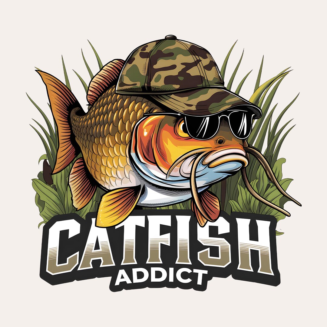 Catfish Lover PNG | Funny Catfish Fishing Sublimation Design | Blue ...