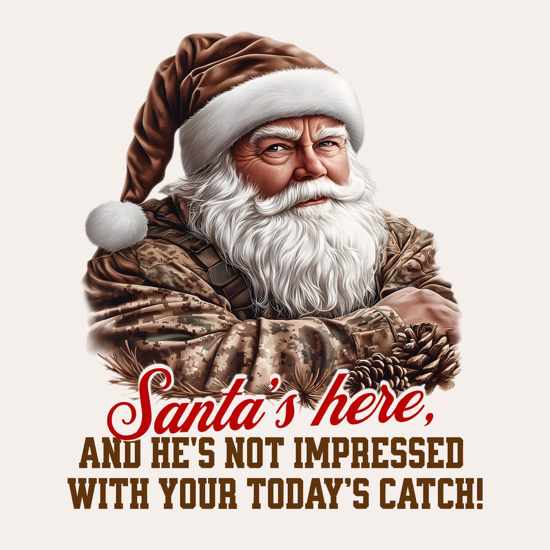 Funny Camo Santa PNG Christmas Hunter Print Santa Claus in Camouflage ...
